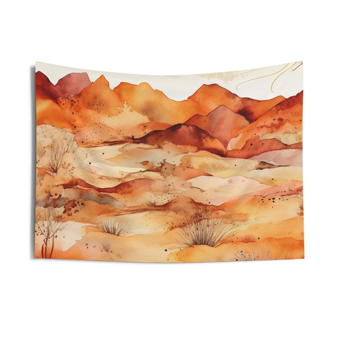 Desert Watercolor Tapestry, Desert Wall Art, Desert Watercolor Wall Art ...