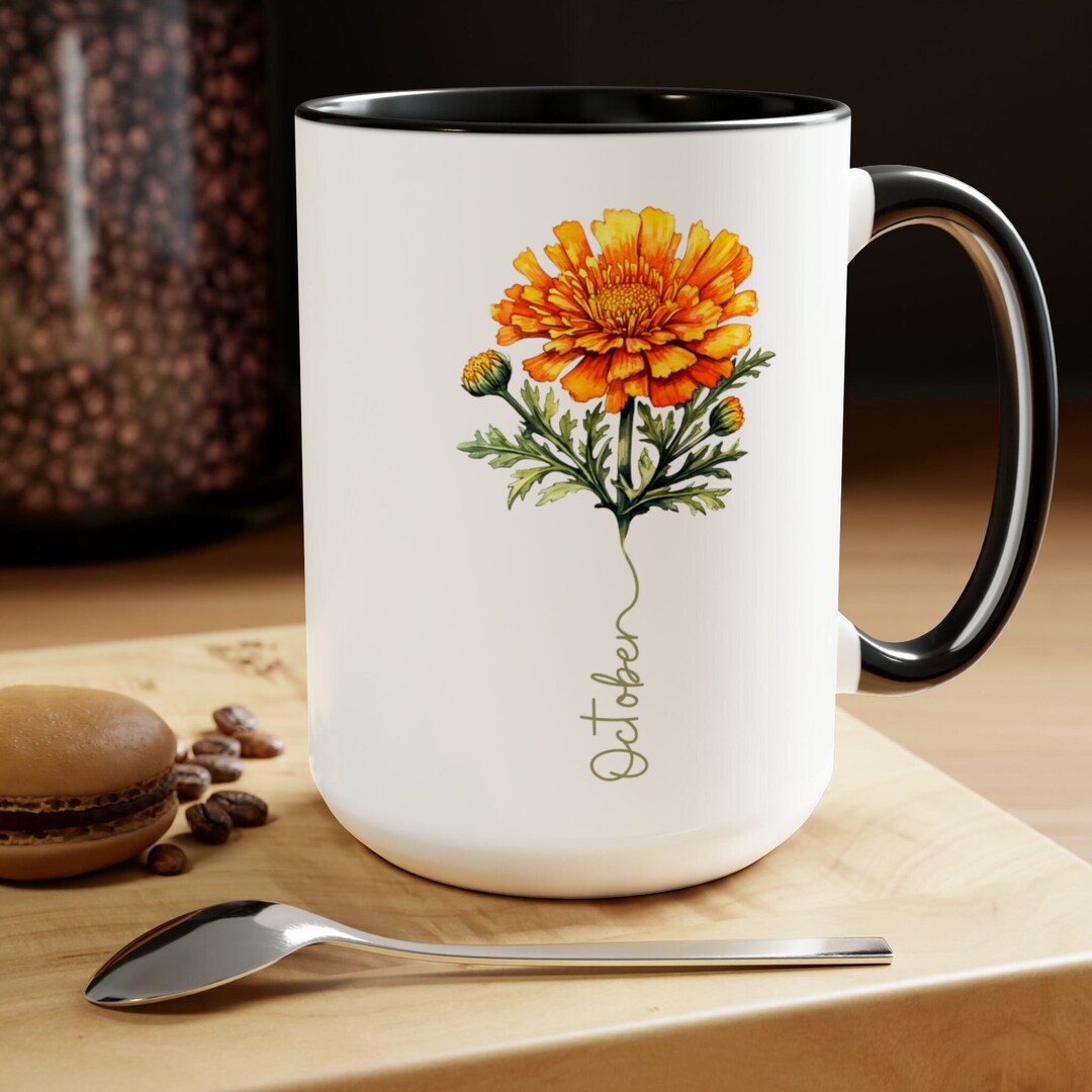 October Birth Month Flower Mug, October Birthday Gift, Birth Month ...
