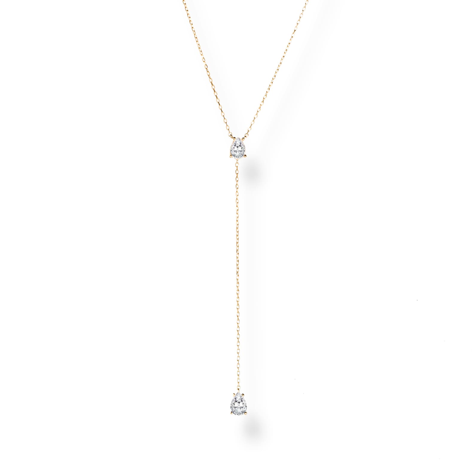 ARZU | Dainty Diamond Lariat Necklace, 2 Diamond Drop Y Necklace ...