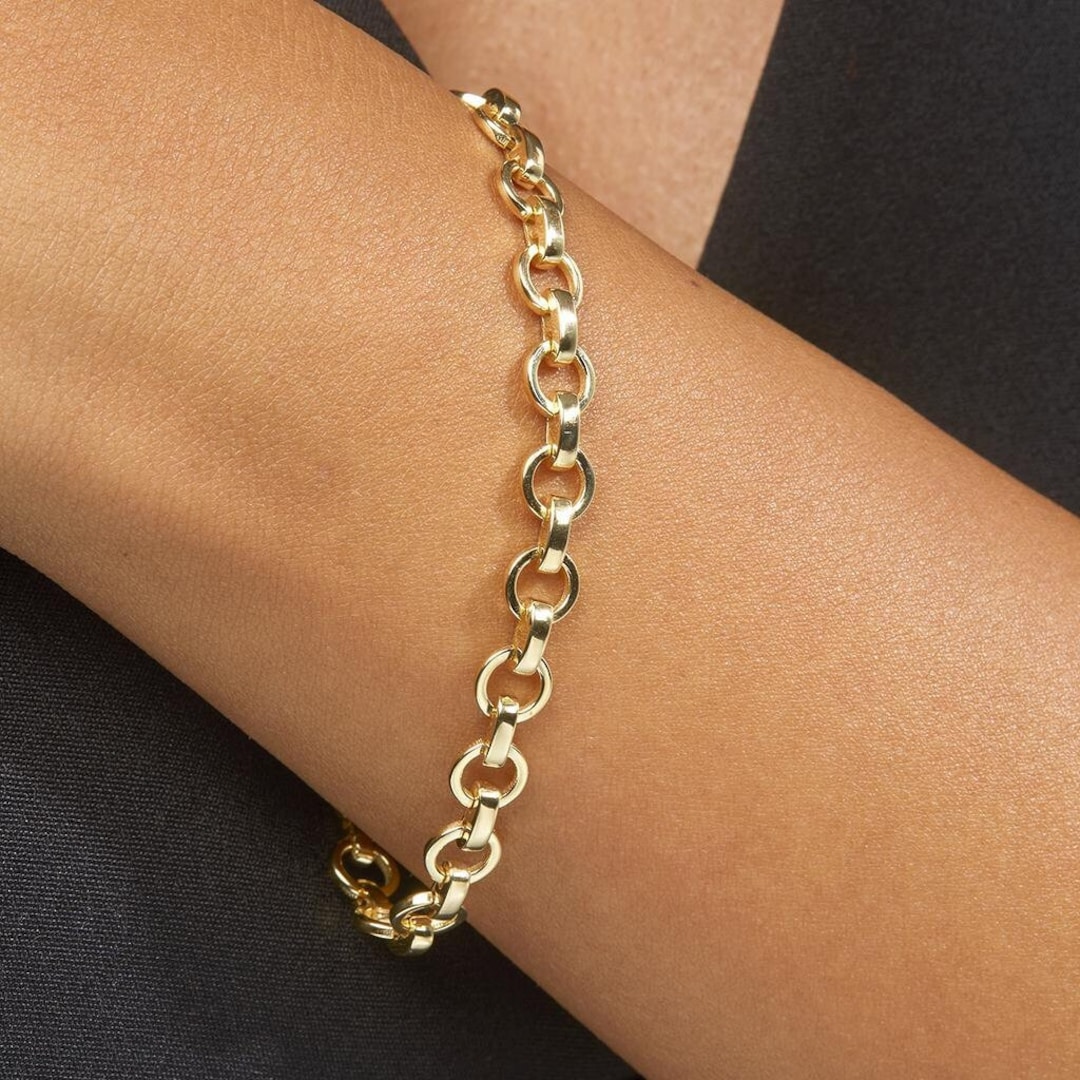 18K Gold Filled Round Link Chain Bracelet Dainty Oval Link - Etsy
