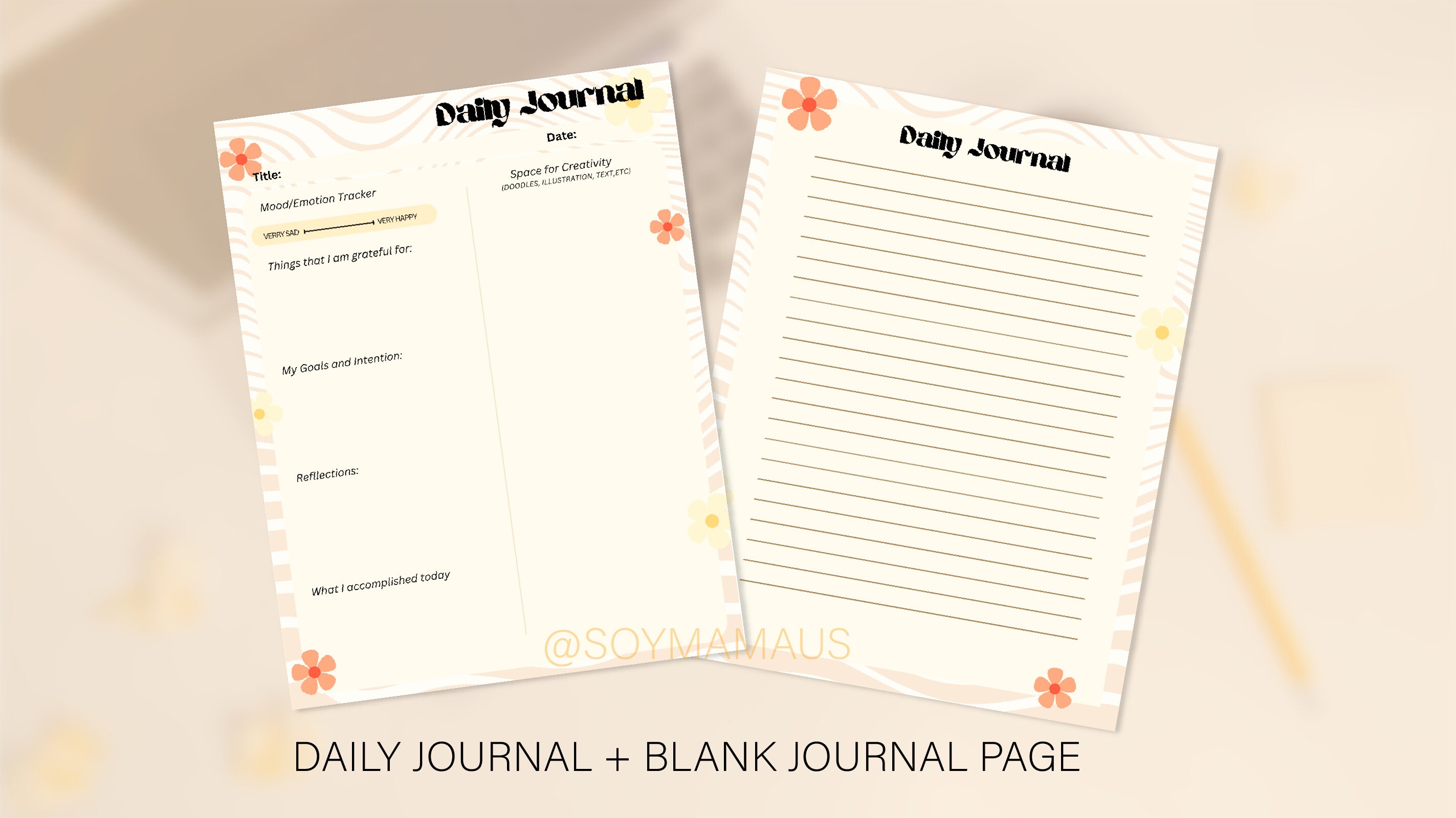 Printable Groovy Daily Journal and Habit Tracker - Etsy