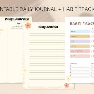 Printable Groovy Daily Journal and Habit Tracker - Etsy