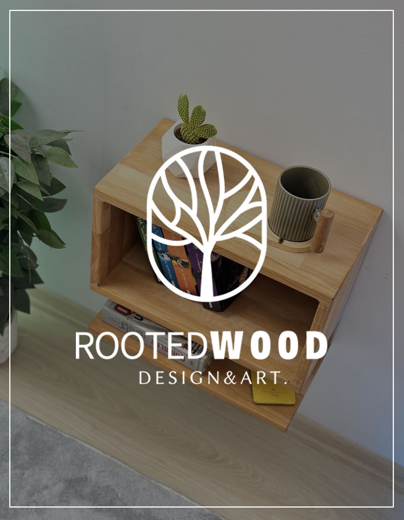 Beech Wood Floating Cube Shelf Wall Nightstand Telephone - Etsy