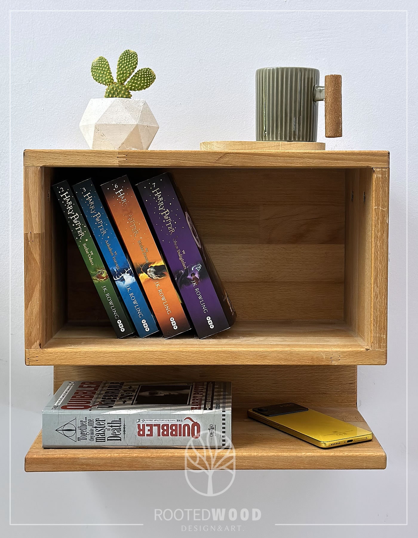 Beech Wood Floating Cube Shelf Wall Nightstand Telephone - Etsy
