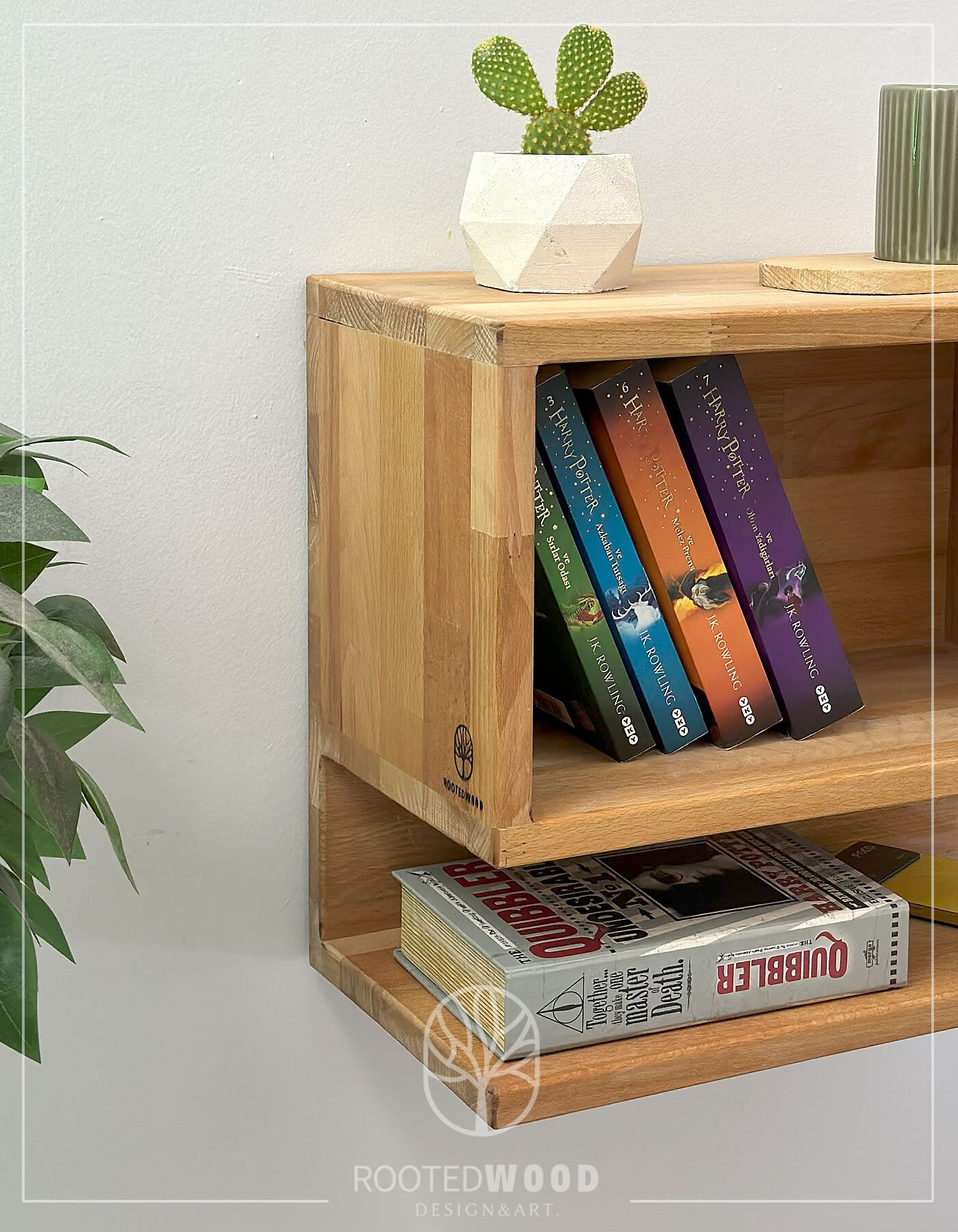 Beech Wood Floating Cube Shelf Wall Nightstand Telephone - Etsy