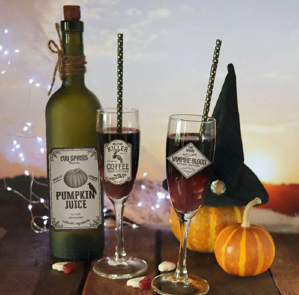 Halloween, Wine Bottle Labels, Halloween Decor, Party Decor, Spooky ...