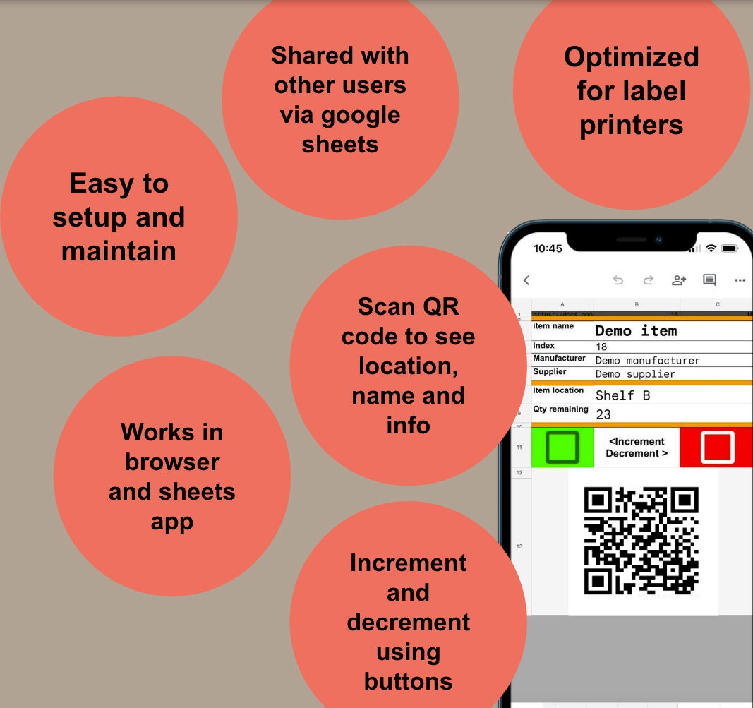 Inventory Management Spreadsheet - QR Codes and Labels for Updating ...