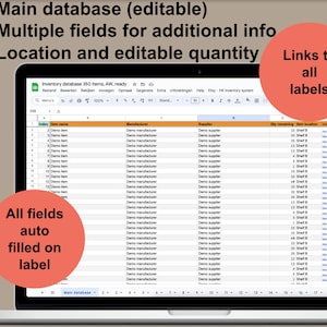 Inventory Management Spreadsheet - QR Codes and Labels for Updating ...