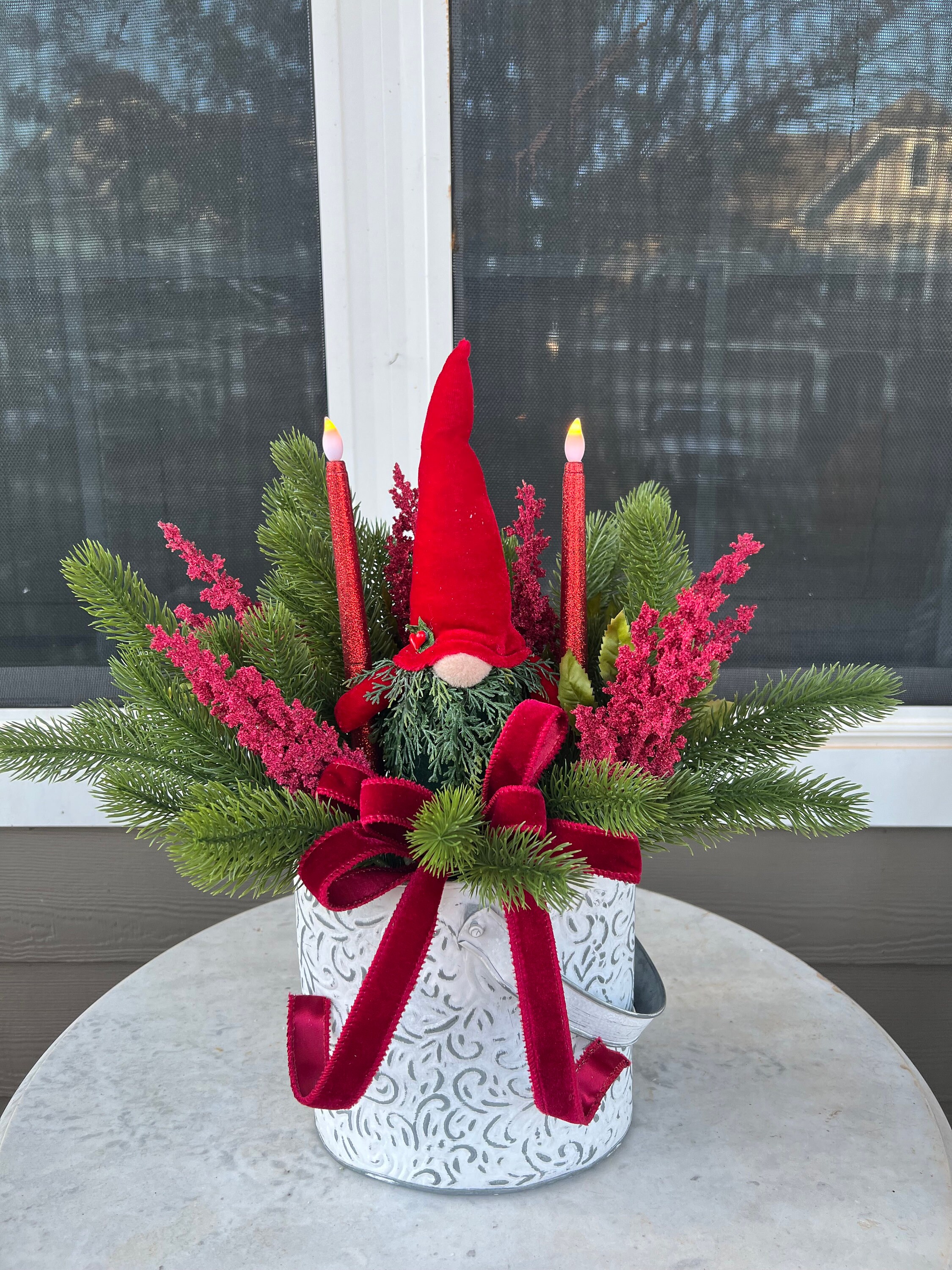 Evergreen Gnome Centerpiece With LED Candles - A Magical Holiday Decor ...