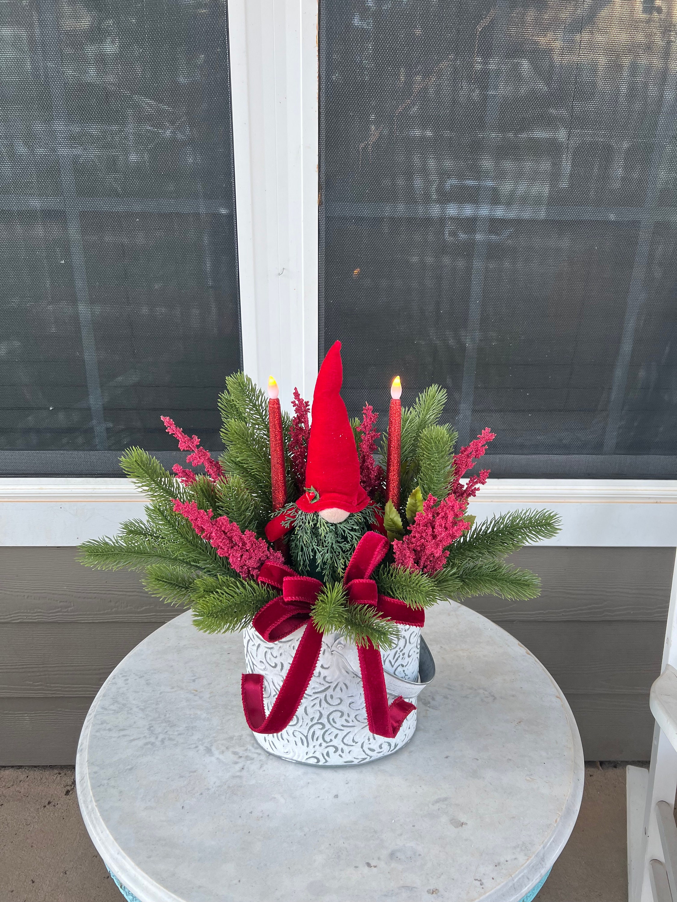 Evergreen Gnome Centerpiece With LED Candles - A Magical Holiday Decor ...