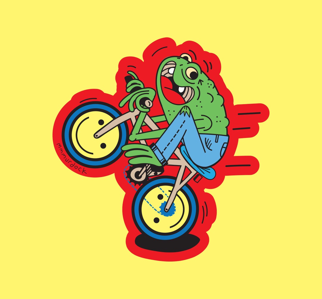 Wheelie Biker Frog Sticker - Etsy
