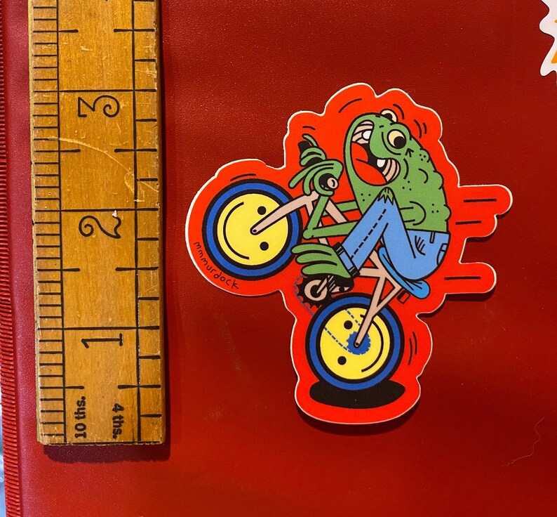 Wheelie Biker Frog Sticker - Etsy