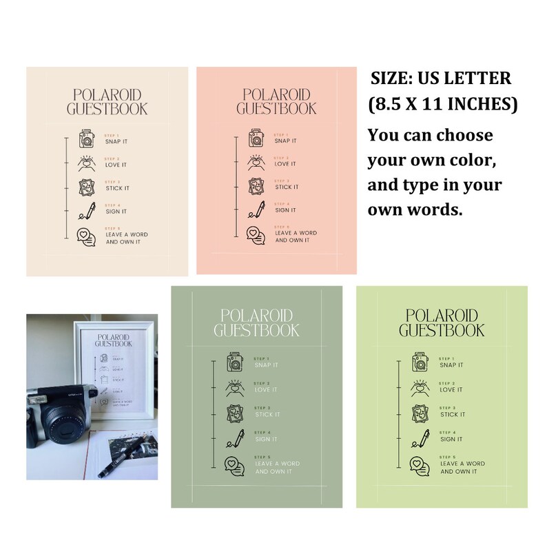 Polaroid Instax Instant Film Camera Guestbook Sign Digital Template ...