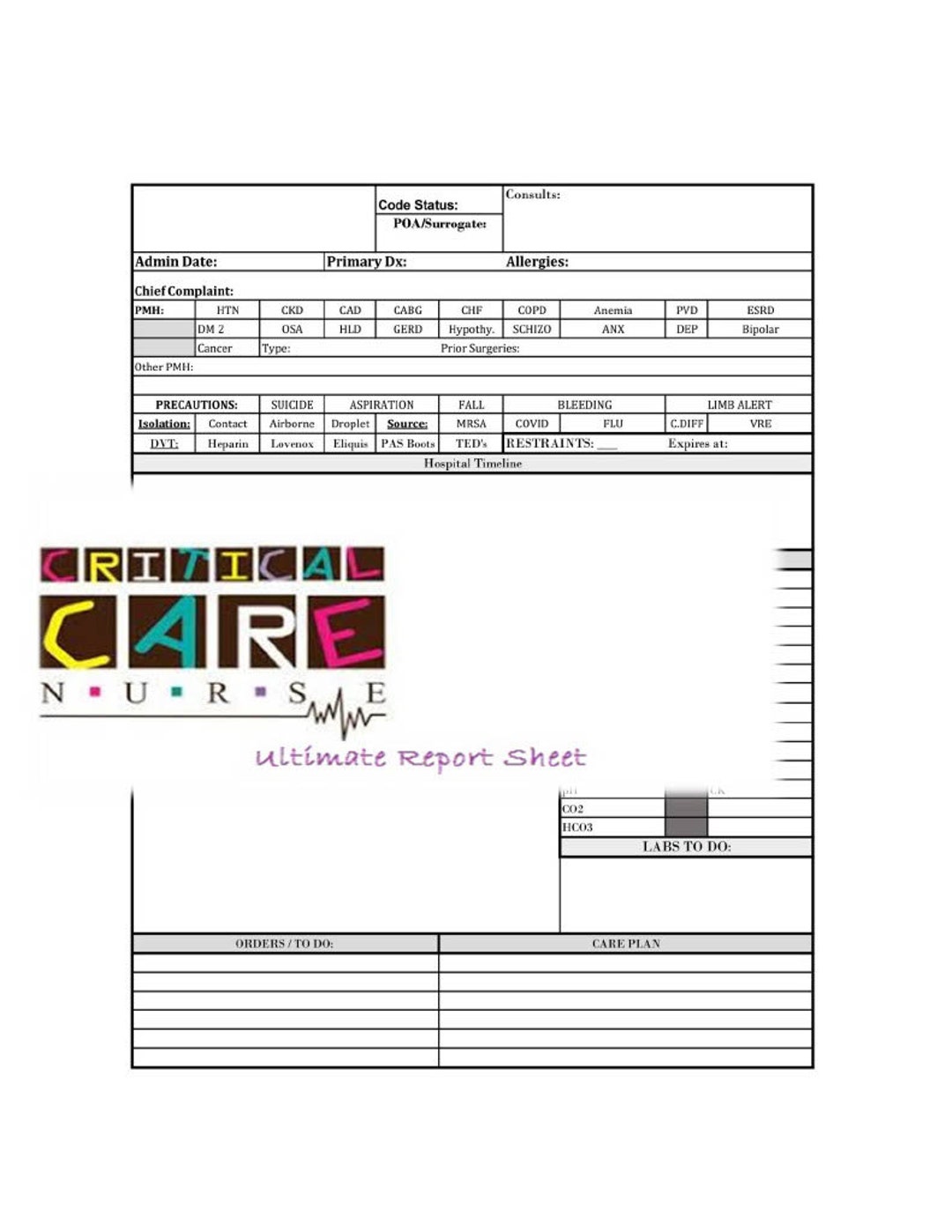 Ultimate ICU Report Sheet - Etsy