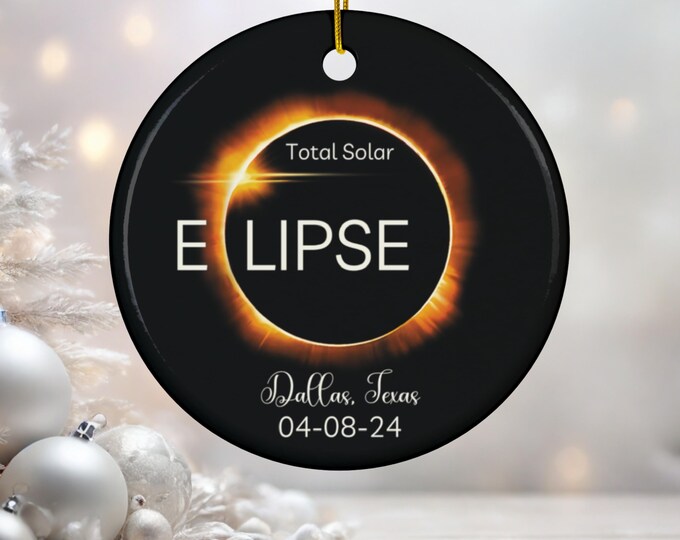Solar Eclipse 2024 Christmas Ceramic Ornament, Total Solar Eclipse ...