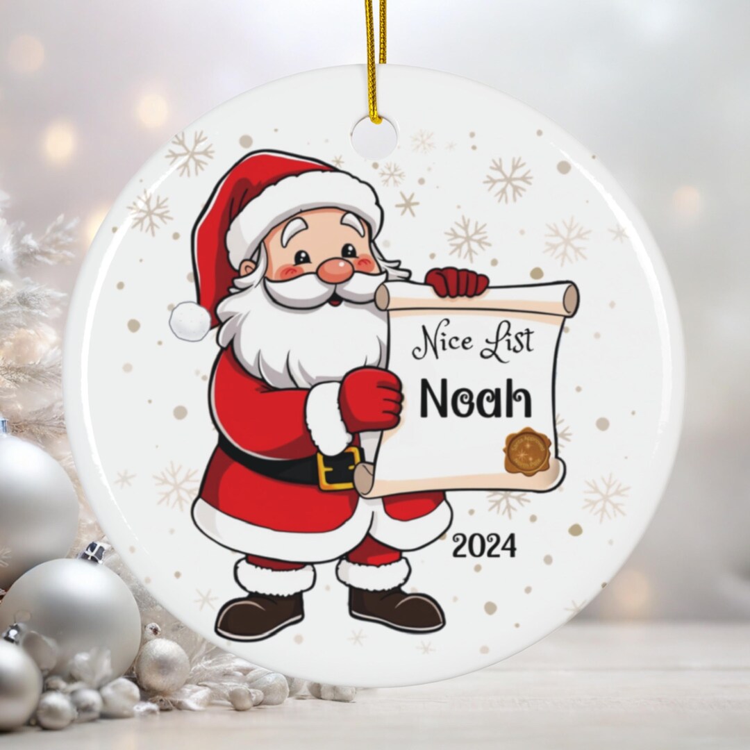 Personalized Santa Ornament for Kids Customized Christmas Ornament Nice ...