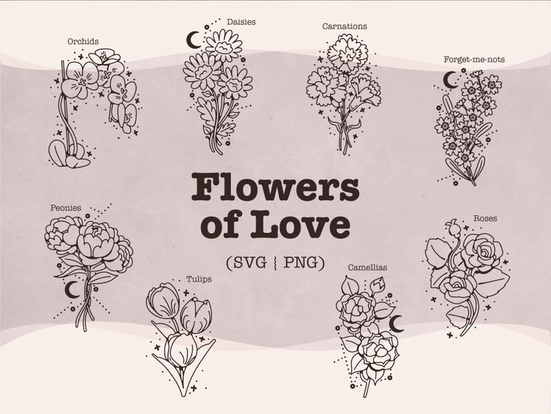 Flowers of Love Svg Bundle || Love Svg || Floral SVG || Rose Svg ...