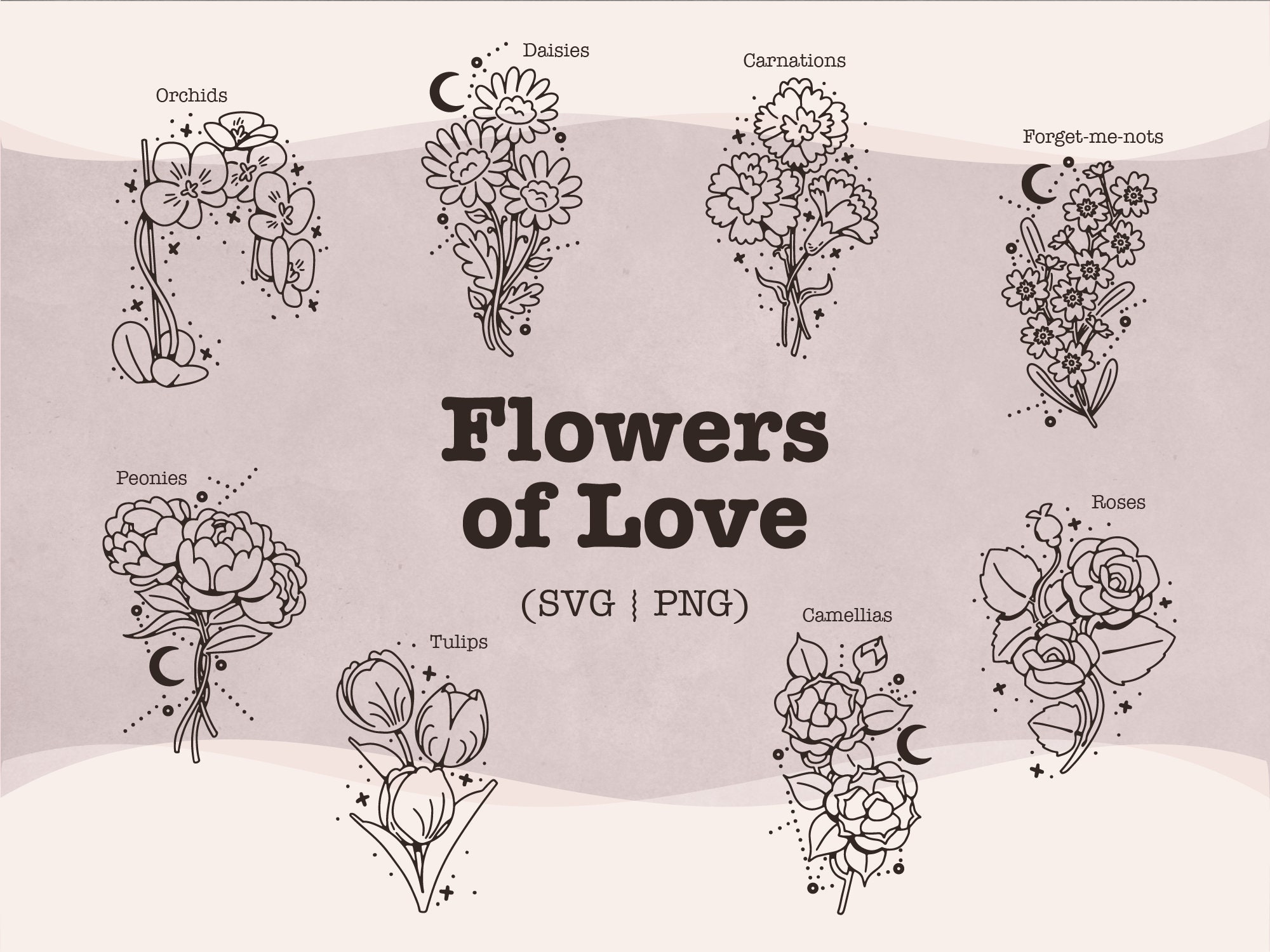 Flowers of Love Svg Bundle || Love Svg || Floral SVG || Rose Svg ...