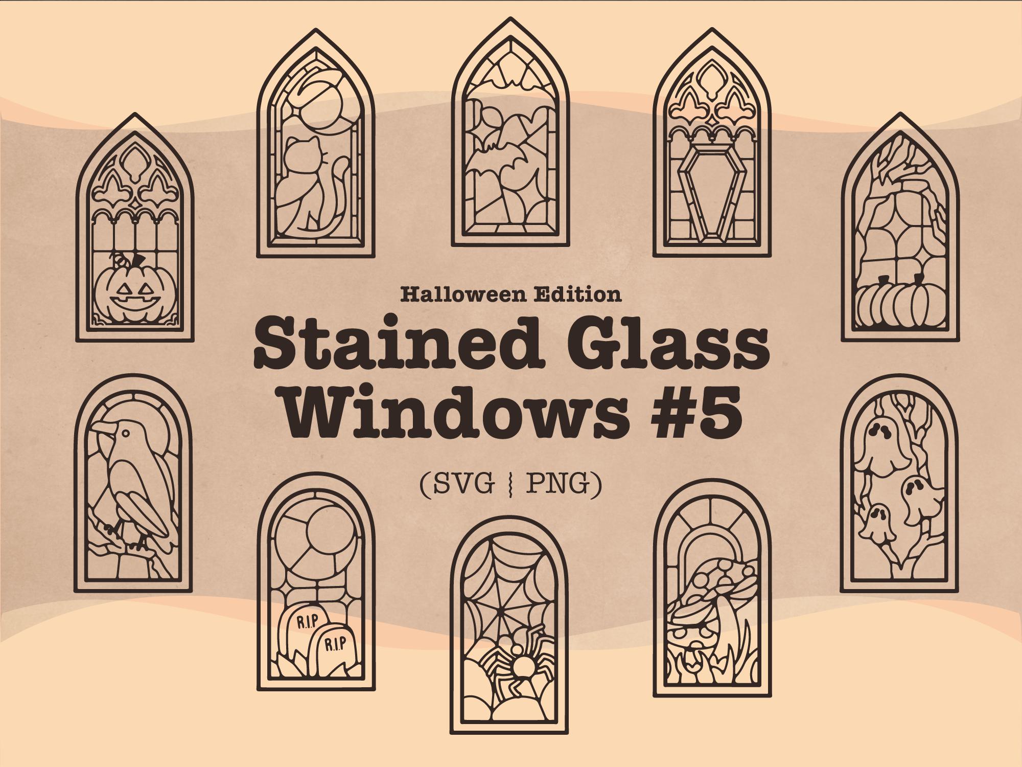 Stained Glass Halloween SVG Bundle: Spooky Window Designs (SVG, PNG) - Etsy