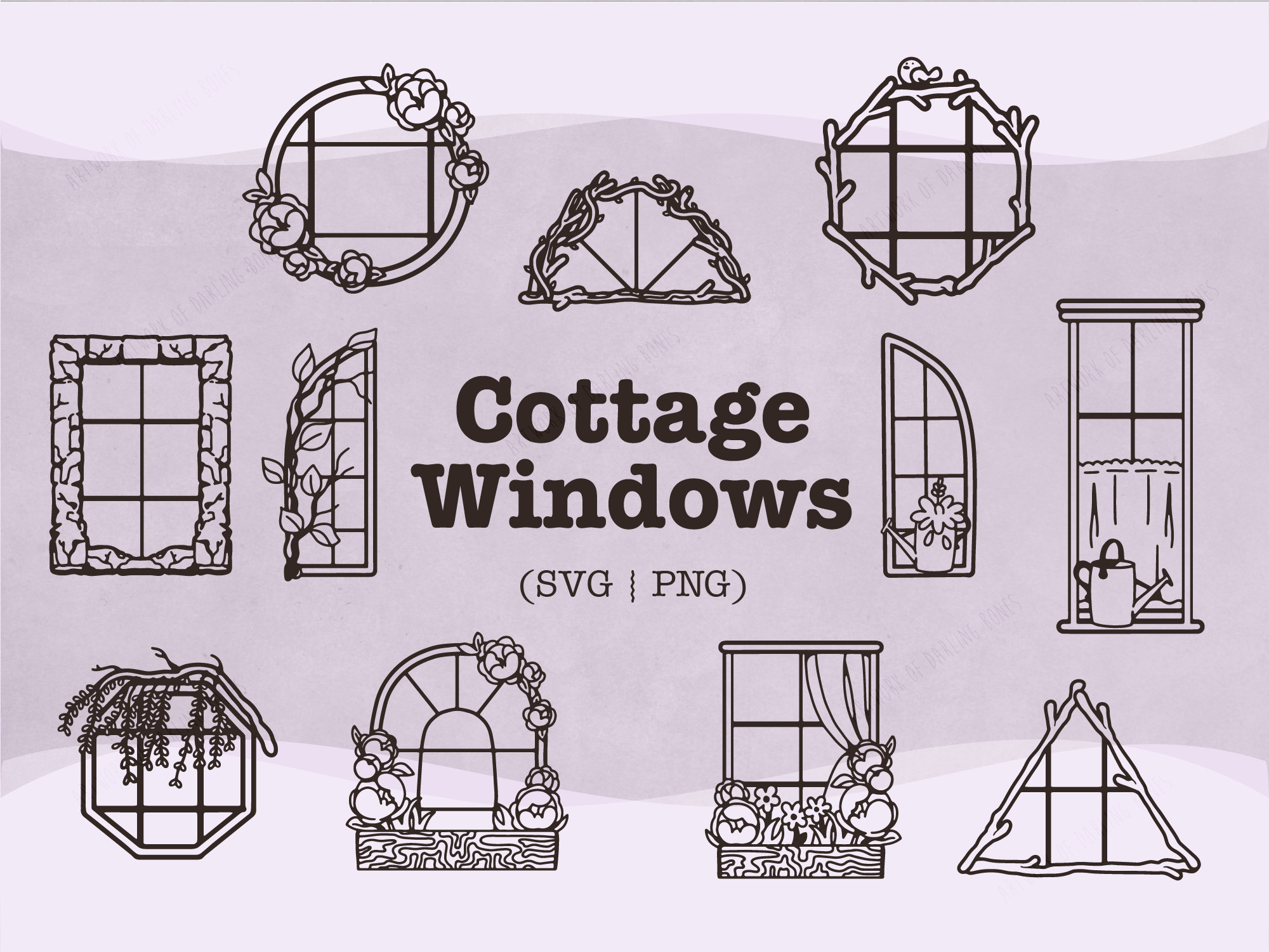 Cottage Style Windows Svg Bundle || Glass Svg || Cottage Svg || Window ...