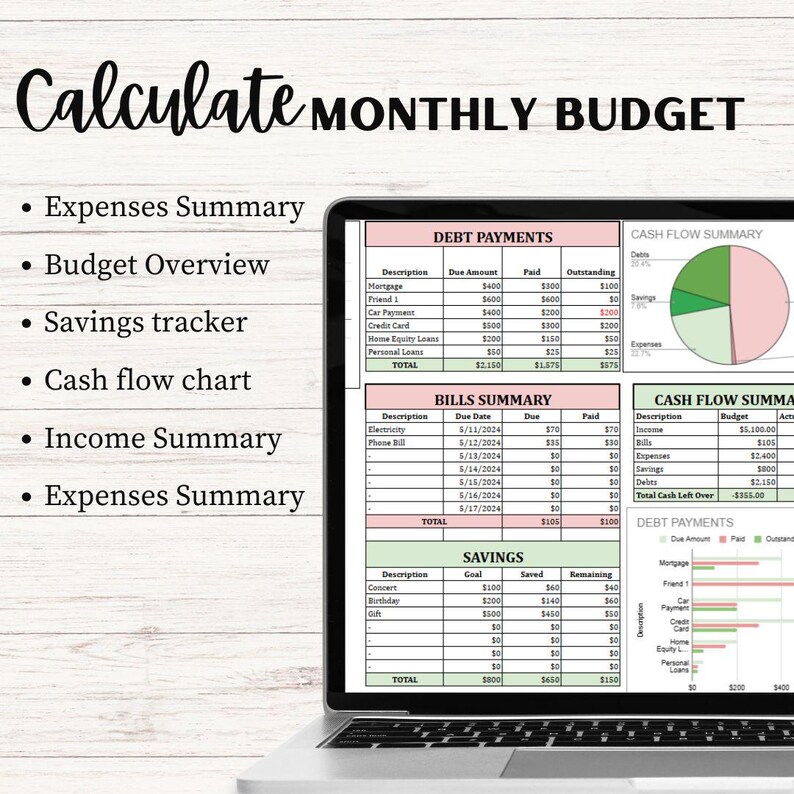 Budget Sheet, Budget Planner, Expense Tracker, Budget Spreadsheet ...