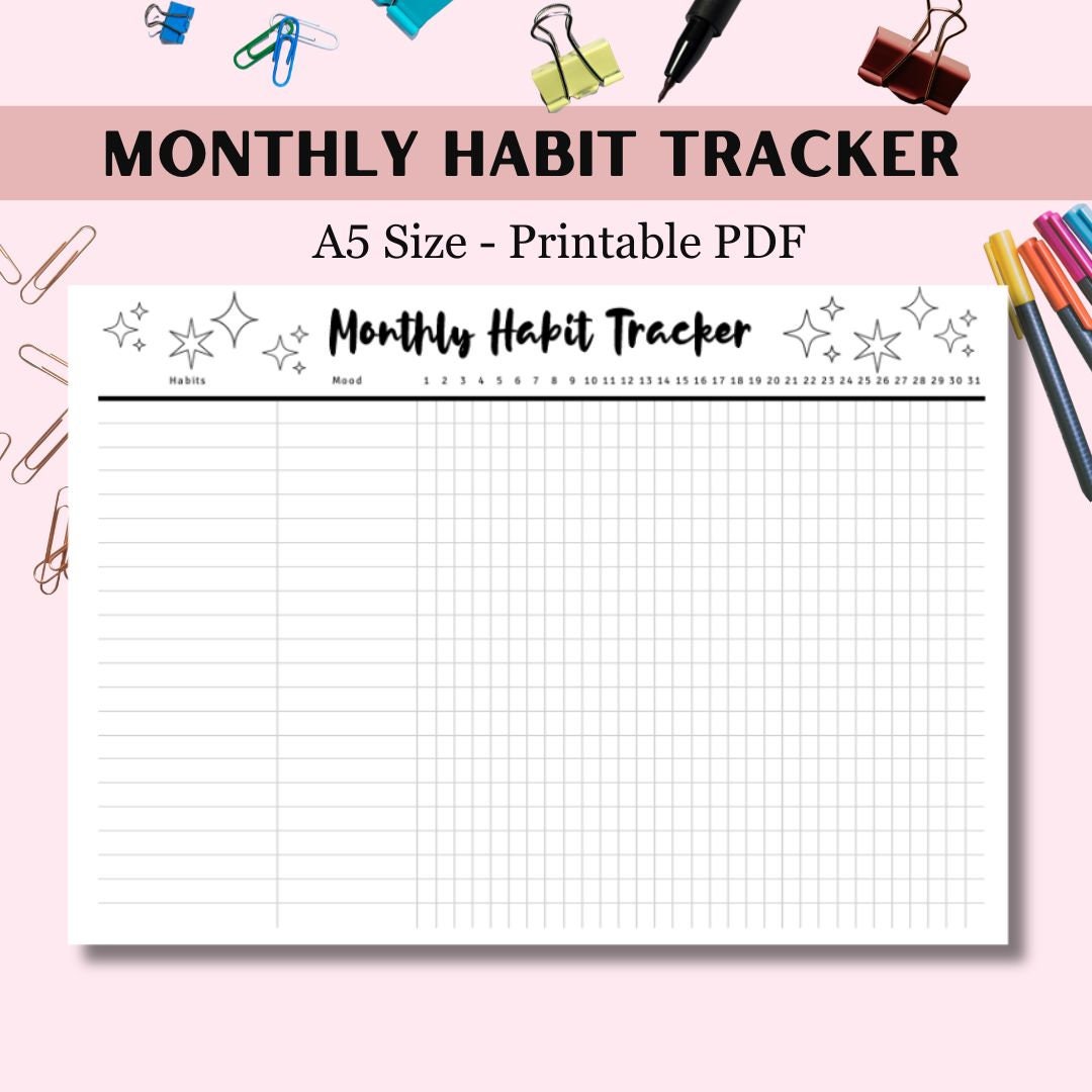 Printable Habit Tracker, Daily Habit Tracker, Routine Tracker, Monthly ...