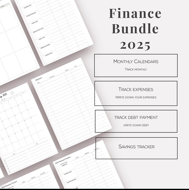 Finance Bundle, Bundle Printable, Budget Tracker, Financial Planner ...