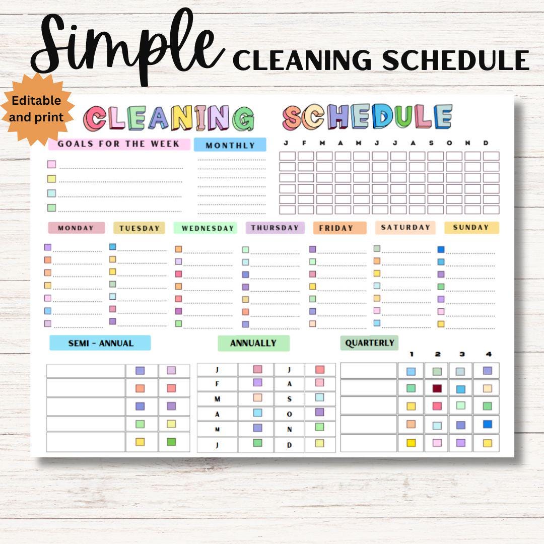 Simple Cleaning Checklist, Cleaning Planner Pdf, Week Clean Schedule ...