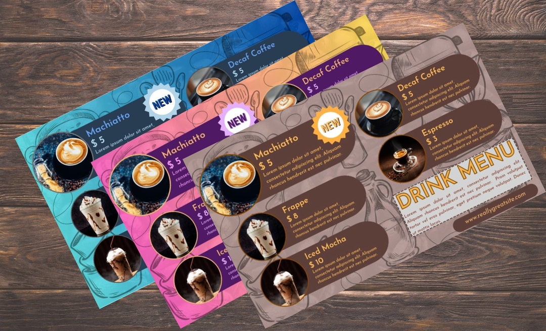 Customizable Digital Menu Canva Template- Beautiful Beverage Bundle - Etsy