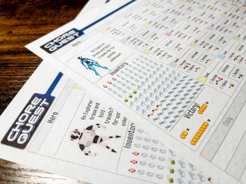 Printable Monthly Chore Chart Game - Chore Quest Space (girl) - Etsy