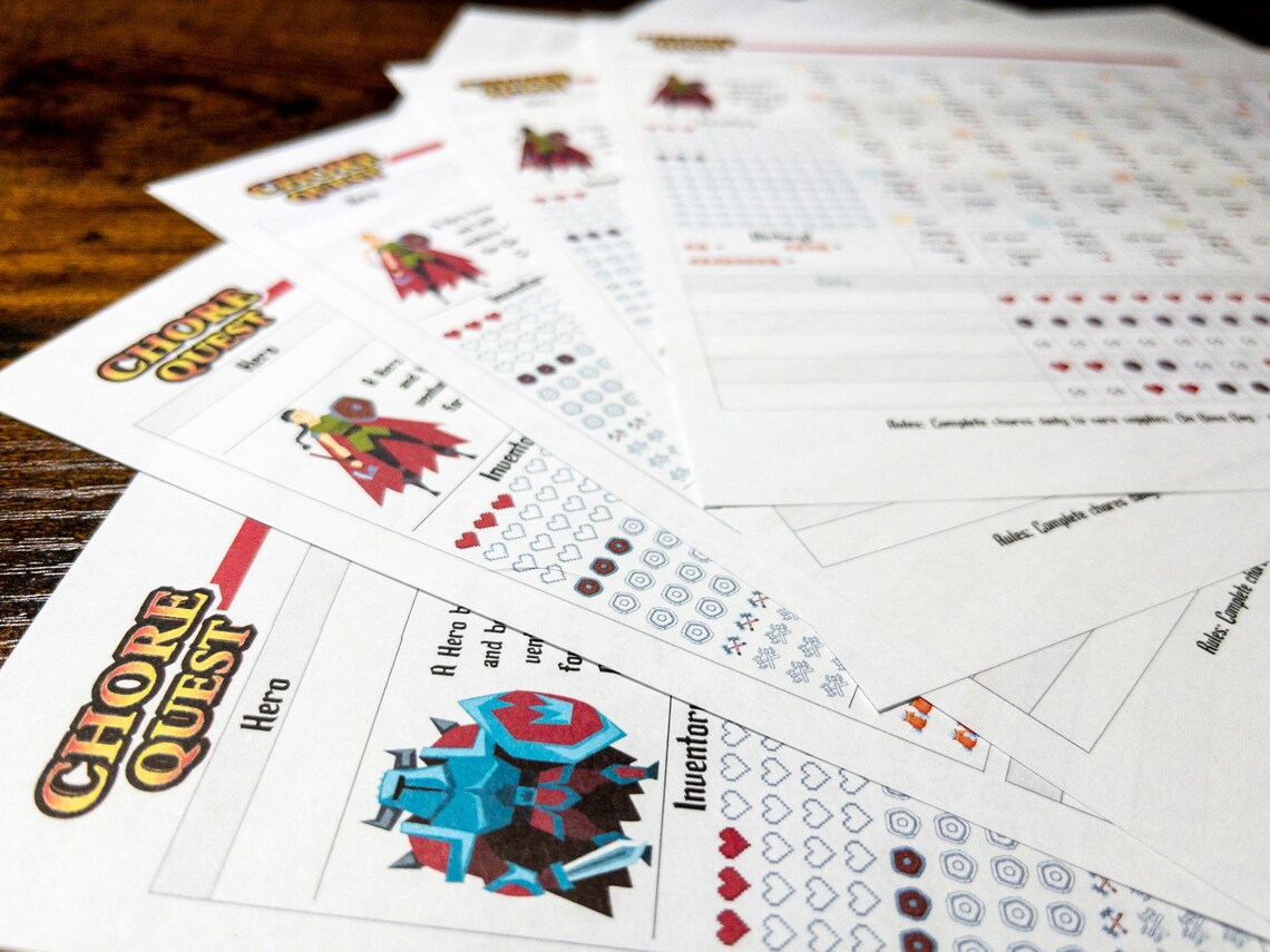 Printable Monthly Chore Chart Game Chore Quest Fantasy girl - Etsy