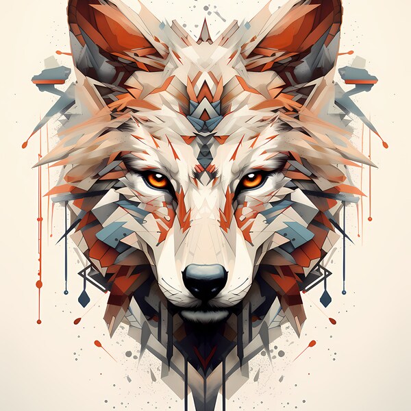 Geometric Wolf - Etsy
