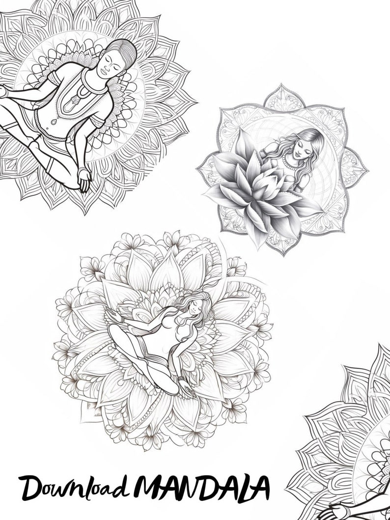 30 Yoga Mandalas Coloring Pages for Instant Download Adults - Etsy