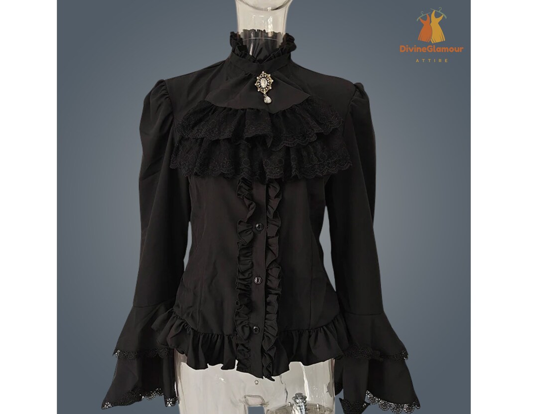 Women Autumn Winter Ruffle Long Sleeve Gothic Blouse - Etsy