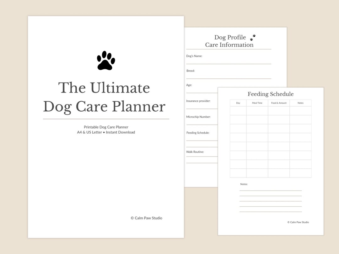The Ultimate Dog Care Planner Printable | Dog Profile, Feeding Schedule ...