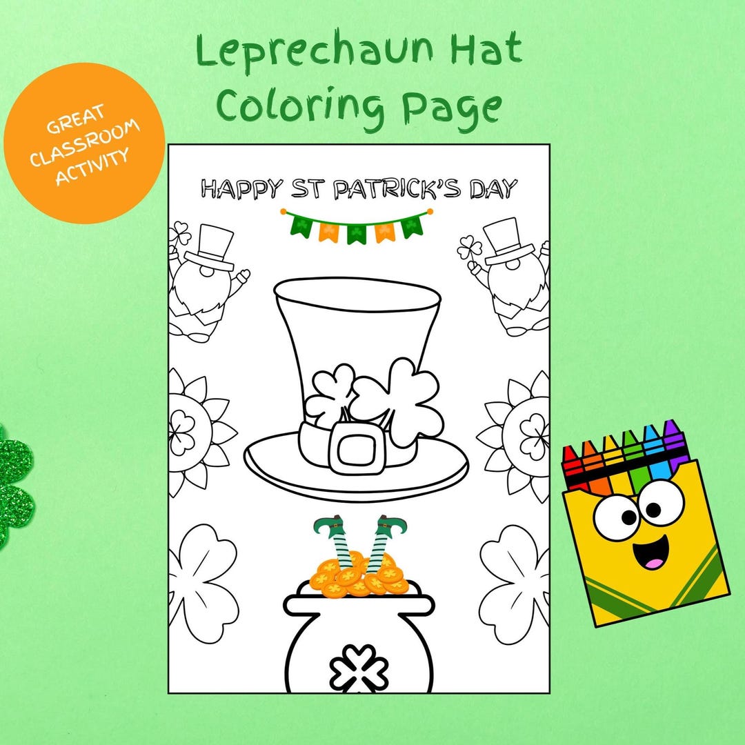 Leprechaun Hat Coloring Page – St Patrick's Day Kids Craft (PDF ...