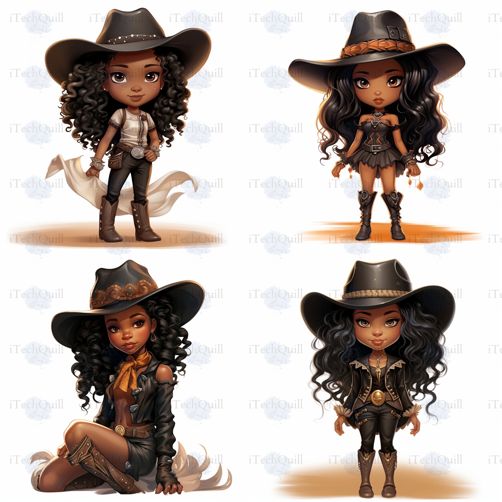 Black Cowgirl Rodeo Ready Art | Digital Clip Art for Designs | Instant ...