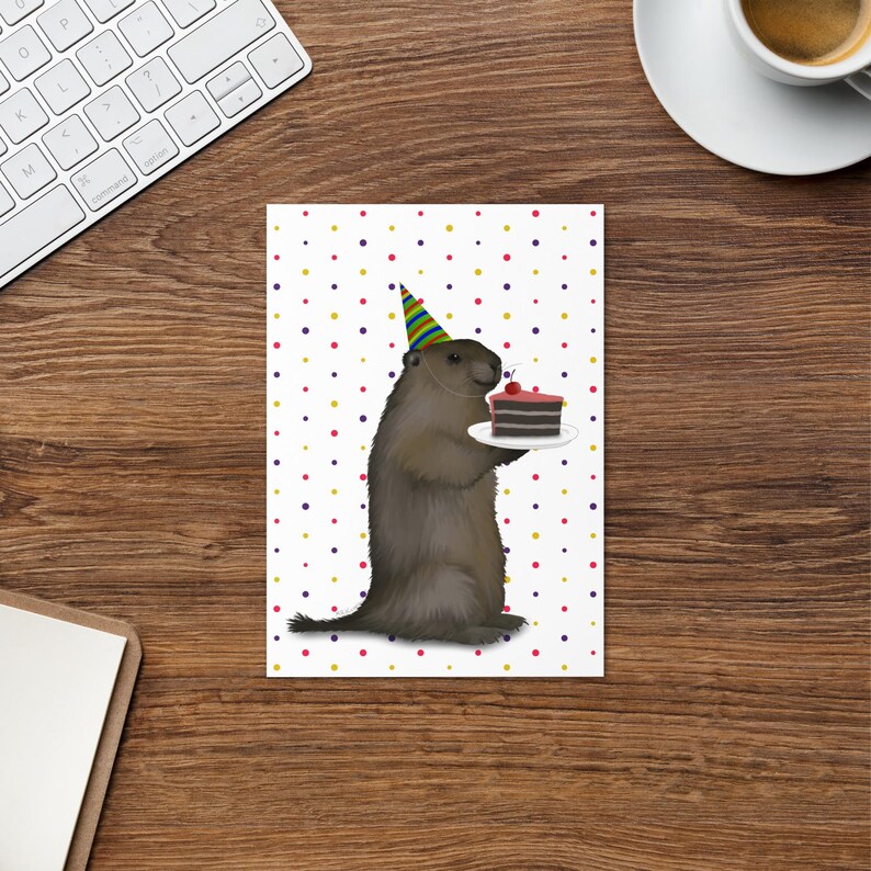 Groundhog Birthday Greeting Card | Groundhog With Party Hat and ...