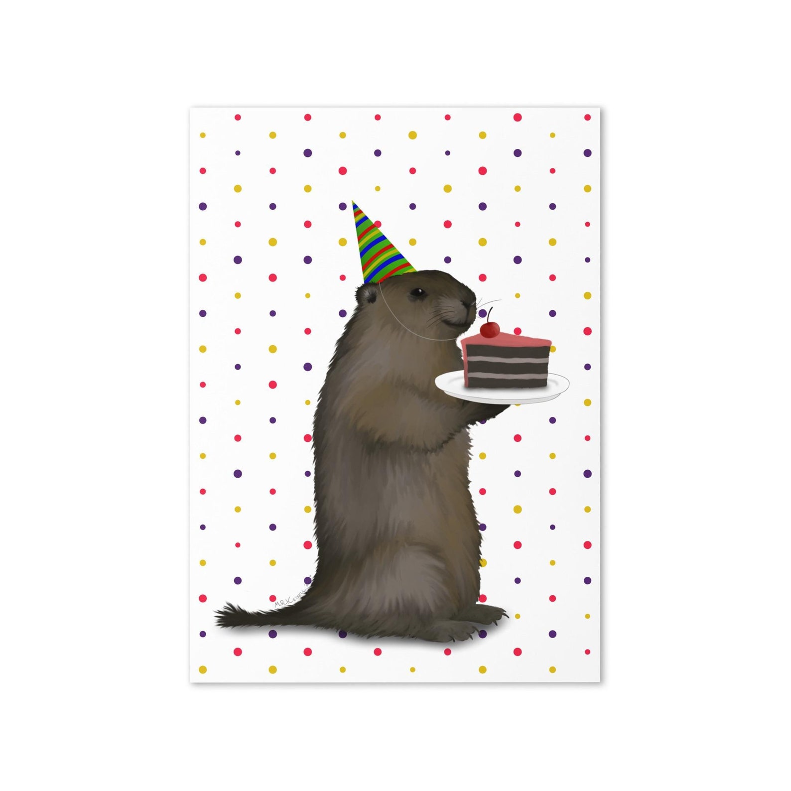 Groundhog Birthday Greeting Card | Groundhog With Party Hat and ...