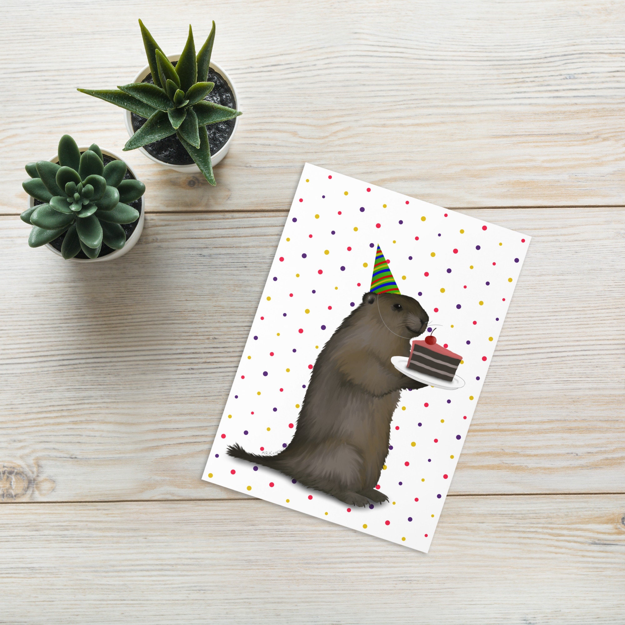 Groundhog Birthday Greeting Card | Groundhog With Party Hat and ...
