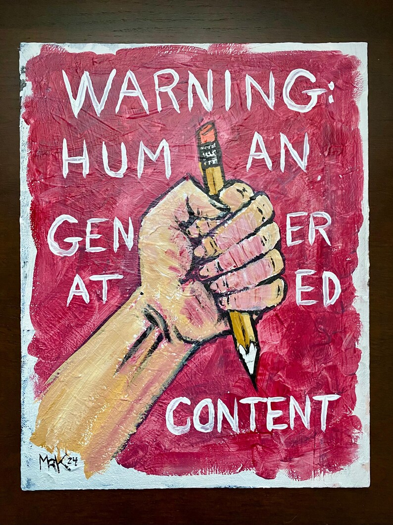 Human Generated Content Acrylic Painting: Anti-ai Art - Etsy