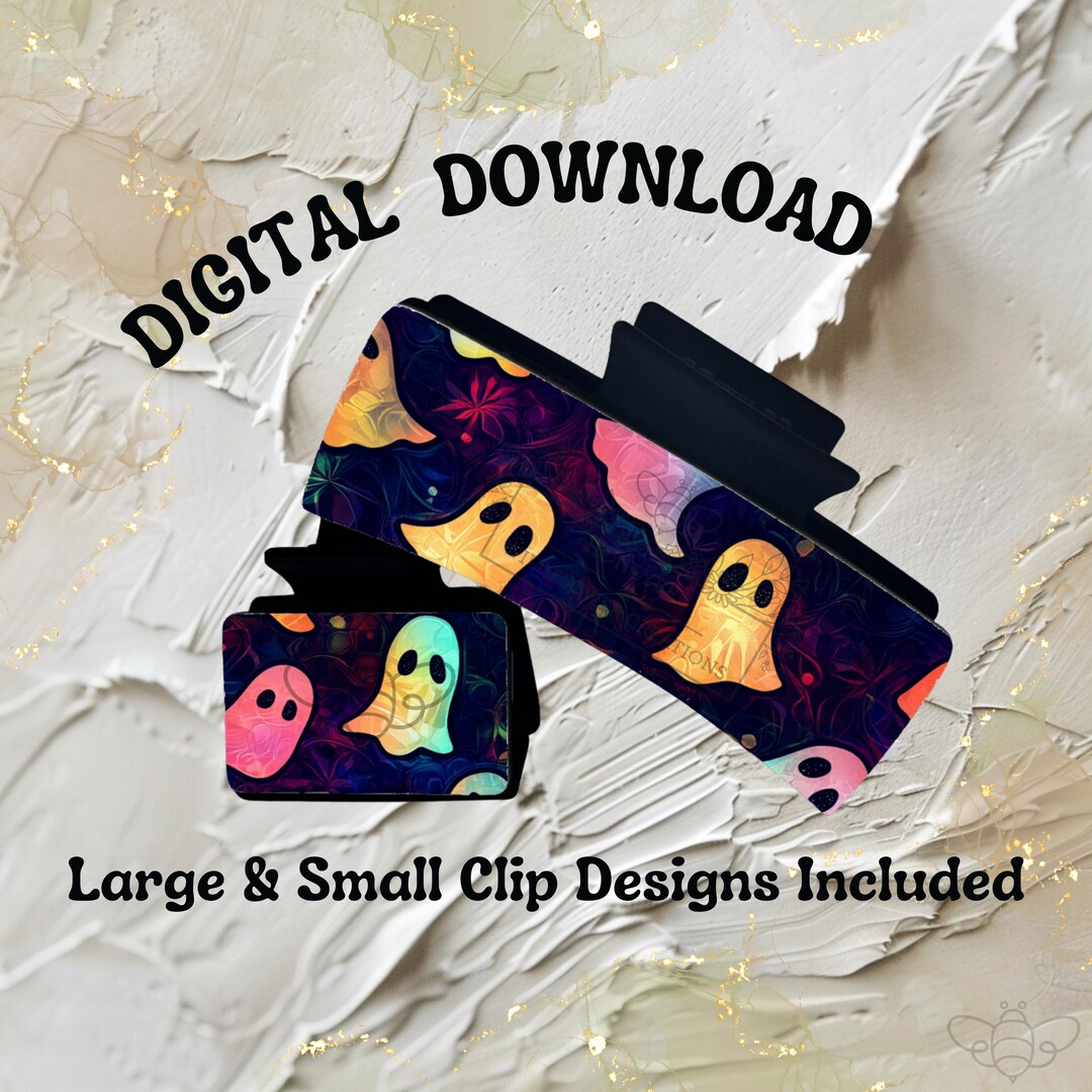 Colorful Ghosts Claw Clip Sublimation Design (digital Download) - Etsy