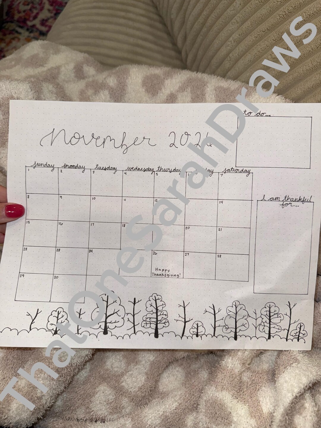 Hand-drawn November Calendar and Habit Trackers for Bullet Journals - Etsy