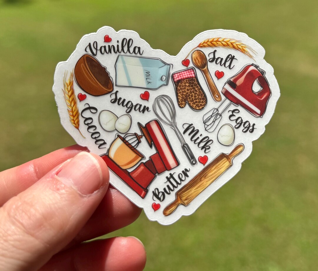 Love to Bake Sticker~ Chefs Decal~ Waterproof~ Clear Vinyl~ Vanilla ...