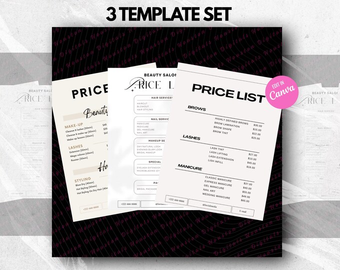 Corporate Price List Template for Canva, MS Word, Illustrator and ...