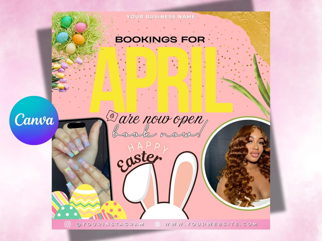 April Booking Flyer DIY Template, Customizable April Flyer, DIY Canva ...