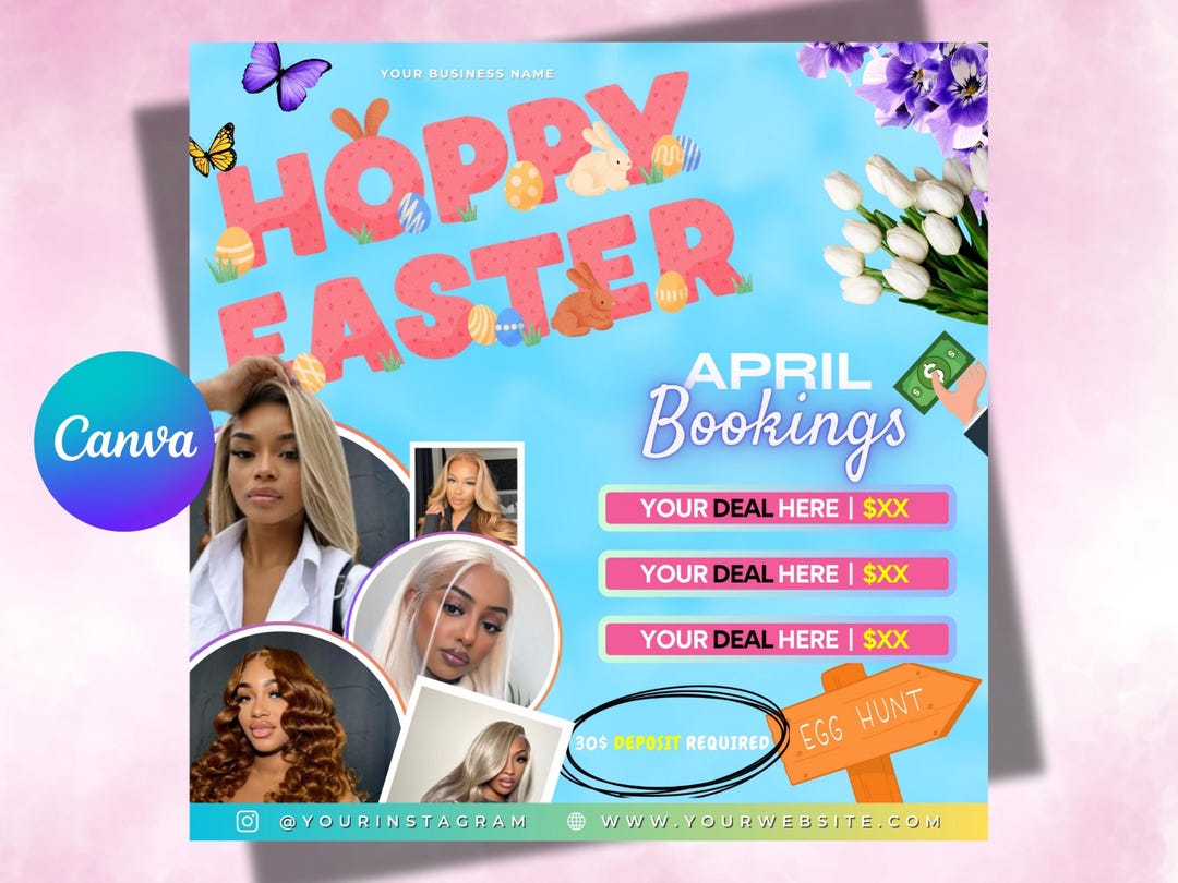 April Booking Flyer DIY Template, Customizable April Flyer, DIY Canva ...