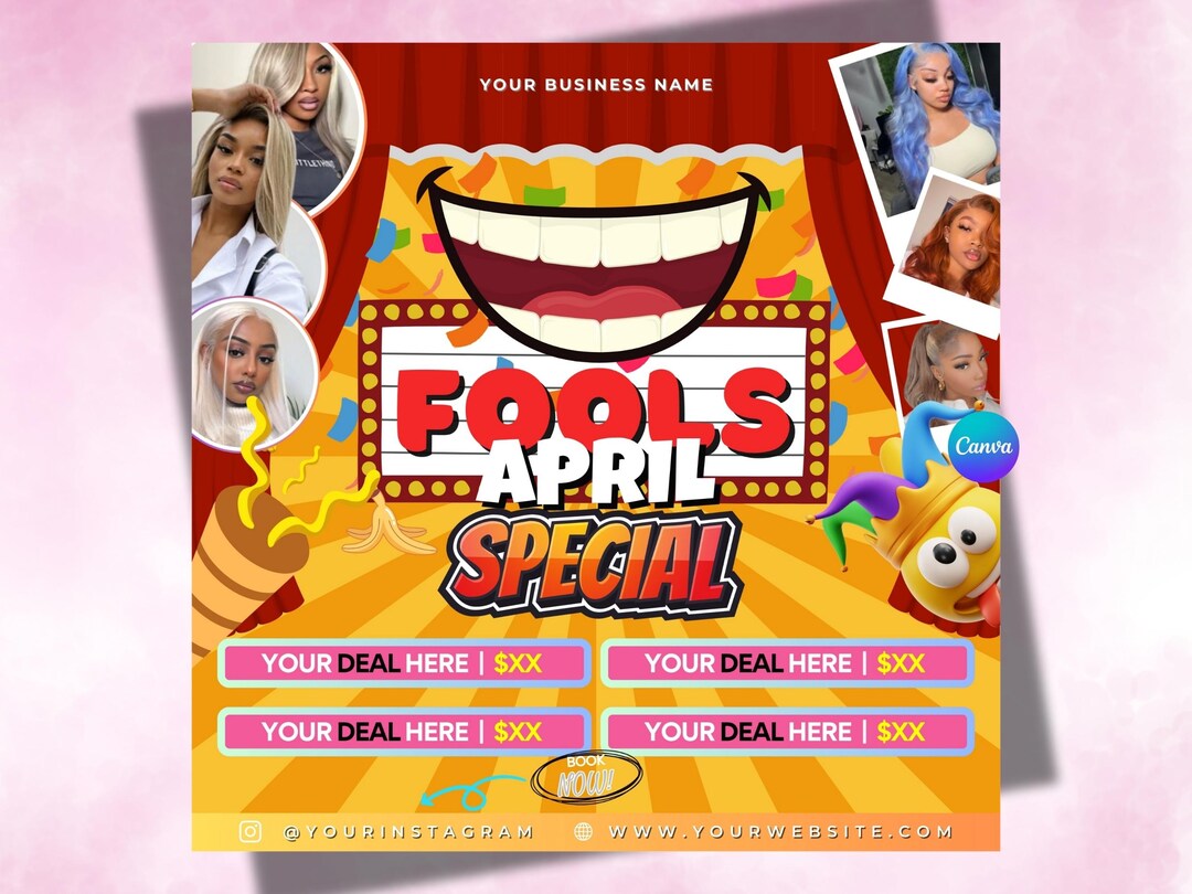 April Booking Flyer, Template, April Fools Day Flyer, DIY Canva ...