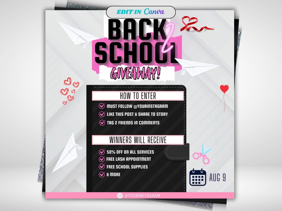 Back to School Giveaway Flyer, DIY Flyer Template Design, Back to ...