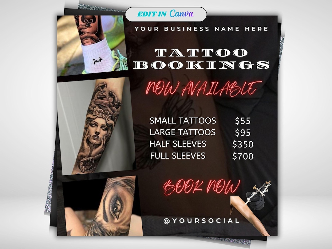 Tattoo Booking Flyer, Tattoo Artist, Tattoo Shop Flyer, Social Media ...